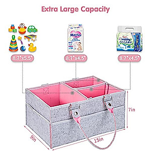 Sawpy Baby Diaper Caddy Organizer, Portable Baby Diaper Storage Basket for Changing Table and Car, Nursery Storage Bin for Diapers, Wipes and Toys, Baby Shower Gifts(Ship from USA)