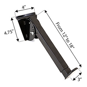 Heavy-duty Steel Slatwall Keyboard Arms (Pair), Telescoping Arms From 12" to 18" and Downward Angle is Adjustable to 15°, 30°, and 45° - Manufacturer Direct - (Quantity 1) (1, Black)