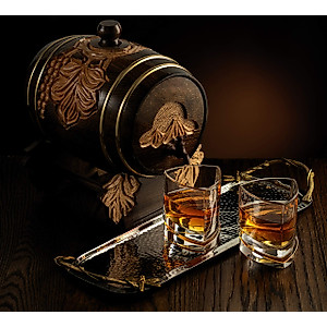 JoyJolt Aqua Vitae Premium Whiskey Glass Set of 2. Triangle Whiskey Glasses with Off Set Base. Old Fashioned Rocks Glasses for Scotch and Bourbon. Whiskey Tumbler Gifts for Men.