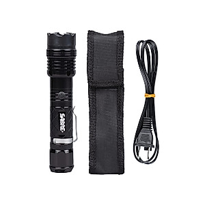 SABRE 2-in-1 Tactical Stun Gun with LED Flashlight, Self Defense Stun Gun with 2.517 µC Charge Produces Intolerable Pain, 130 Lumen LED Light, Safety Switch, Belt Holster, Rechargeable Battery