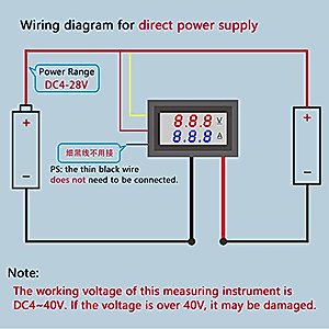Digital Voltmeter and Ammeter 100V 10A, Volt Meter Led Display 3 bits Red and Blue, Voltage and Current Monitor of The Electronic Circuit, Measure Instrument