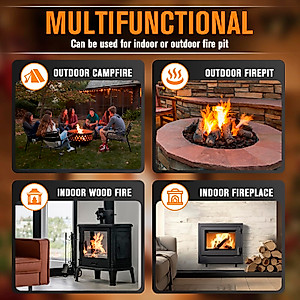 Firewood Carrier + Fire Poker + Fireplace Tongs - Fire Pit Tools for Indoor and Outdoor Use, Log Carrier for Firewood, 32 Inch Fire Poker, 26 Inch Fire Tongs, Fireplace Tools