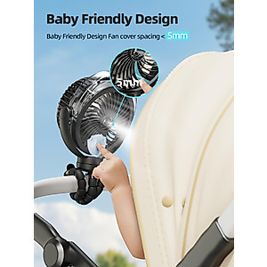 Misting Stroller Fan, 6000mAh Battery Operated Portable Fan with Light & 360° Pivoting, Personal Fan with Flexible Tripod for Baby, Office, Travel,Treadmill,Outdoors