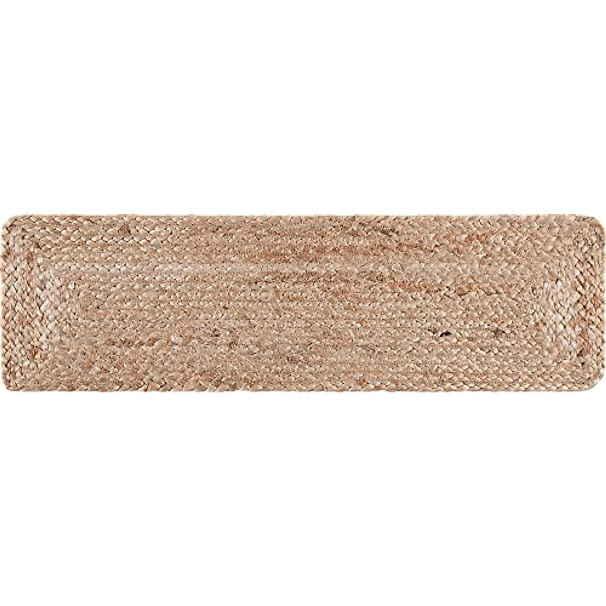Unique Loom Braided Jute Collection Classic Quality Made Natural Hand Woven Area Rug (0' 9 x 2' 6 Stair Tread, Natural)