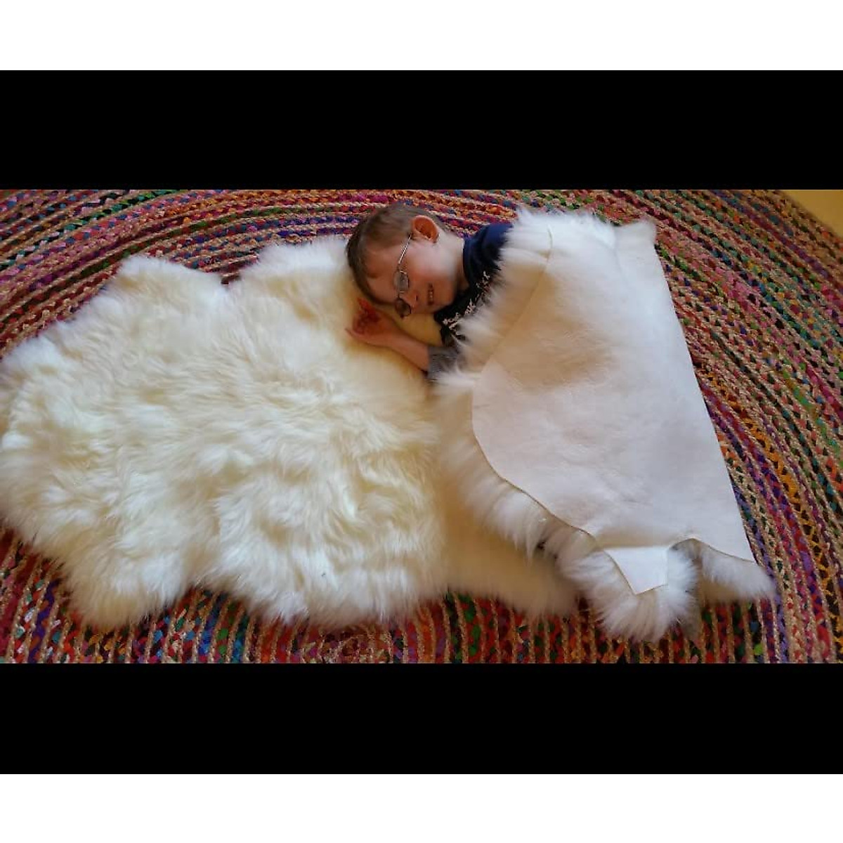 Woolous Sheepskin Rug, New Zealand Large Genuine Natural Lamb Skins Fur Real Sheep Skin Throw Rug for Bedroom and Living Room, (Single Pelt 2x3ft,Ivory)