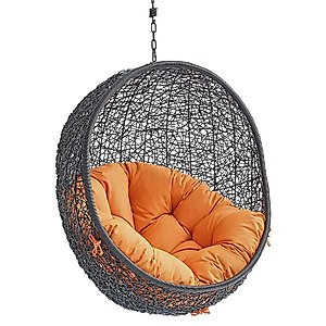 Modway EEI-3636-BLK-ORA Encase Swing Outdoor Patio Lounge Chair Without Stand, 43.5 x 40 x 125.5, Orange