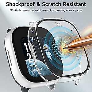 BESINPO 2 Pack Case for Gizmo Watch Disney Edition with 9H Tempered Glass Screen Protector, Hard PC Protective Sport Rugged Bumper Cover Verizon GizmoWatch Disney Screen Protector Crystal Clear