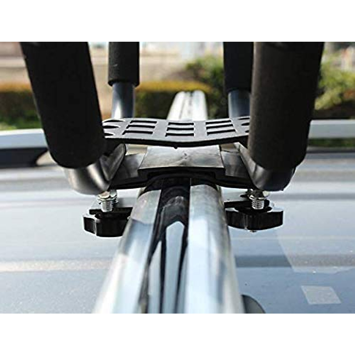 DRSPORTS 2 Pairs Heavy Duty Universal J-Bar Kayak Rack Roof Top Carrier for Kayak Canoe Paddle Boat Mounted on Car SUV, Car and Truck Crossbar with 4 pcs Tie Down Straps