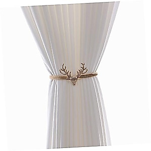 Garneck 2pcs Curtain Shower Curtain Straps Antler Curtain Holdbacks Curtain Cord Tieback Torkstrap Shower Curtain Spring Decorative Curtains Metallic Curtains Simple Curtain Holders Golden