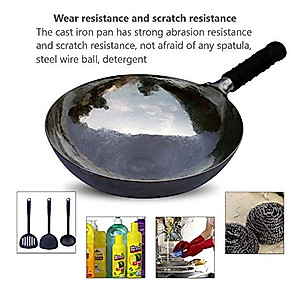 Bingmao Chinese Hand Hammered Iron Wok and Stir Fry Pans,Non-stick,No Coating,Less Oil,Flat Bottom Induction Suitable (34CM/13.4 inch DIAMETER)