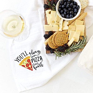 The Cotton & Canvas Co. You'll Always Have A Pizza My Heart Soft and Absorbent Kitchen Tea Towel, Flour Sack Towel and Dish Cloth
