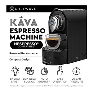 ChefWave Milkmade Non-Dairy Milk Maker with Kava Espresso Machine (Black)