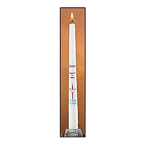 Baptized in Christ Catholic White Baptism Taper Candle, 10 Inch