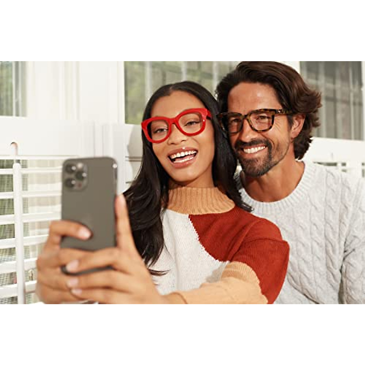 Peepers by PeeperSpecs Women's Center Stage Oversized Blue Light Blocking Reading Glasses, Red, 51 + 1