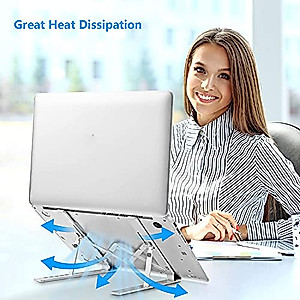 Laptop Stand, Laptop Holder Riser Computer Stand, Adjustable Aluminum Foldable Portable Notebook Stand, Compatible with MacBook Air Pro, HP, Lenovo, Dell, More 10-15.6” Laptops and Tablets (Silver)
