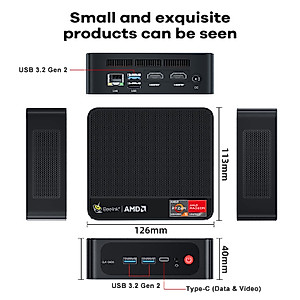 Beelink SER5 AMD Mini PC, Ryzen 5 5560U (Up to 4.0 GHz) 6 Cores Mini Computer, 16GB RAM +500GB SSD Micro Desktop, Small PC 4K Triple Displays, WiFi 6+BT5.2, USB3.2 Gen 2, for Home, Office