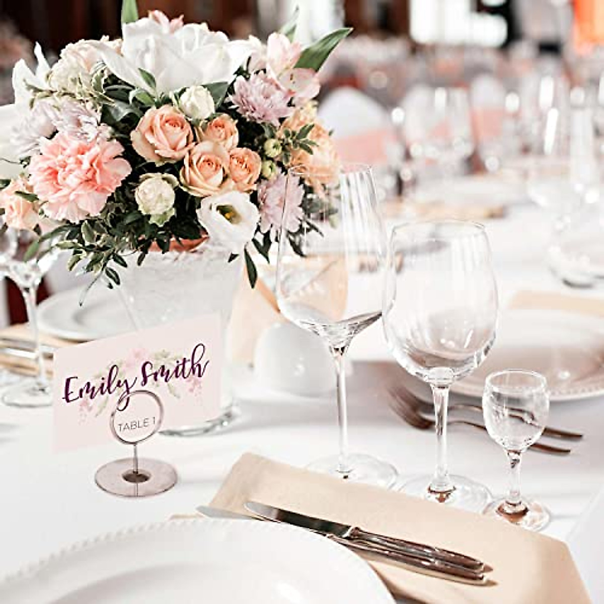 12-Pack of 2.25" Table Number Holder, Menu, and Place Card Stands | Tabletop Stainless Steel Ring-Clip Card Markers & Photo Holder for Restaurants, Weddings, Banquets, Home Usage, and Parties