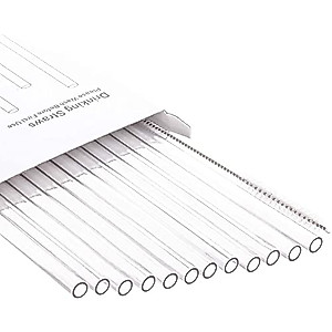 Dakoufish 12 Reusable Drinking Straws Free Cleaning Brush - Dishwasher Safe - Eco-Friendly - 15 cm (6 in) x 0.75 cm - Perfect for Cocktails (6inch,Clear)