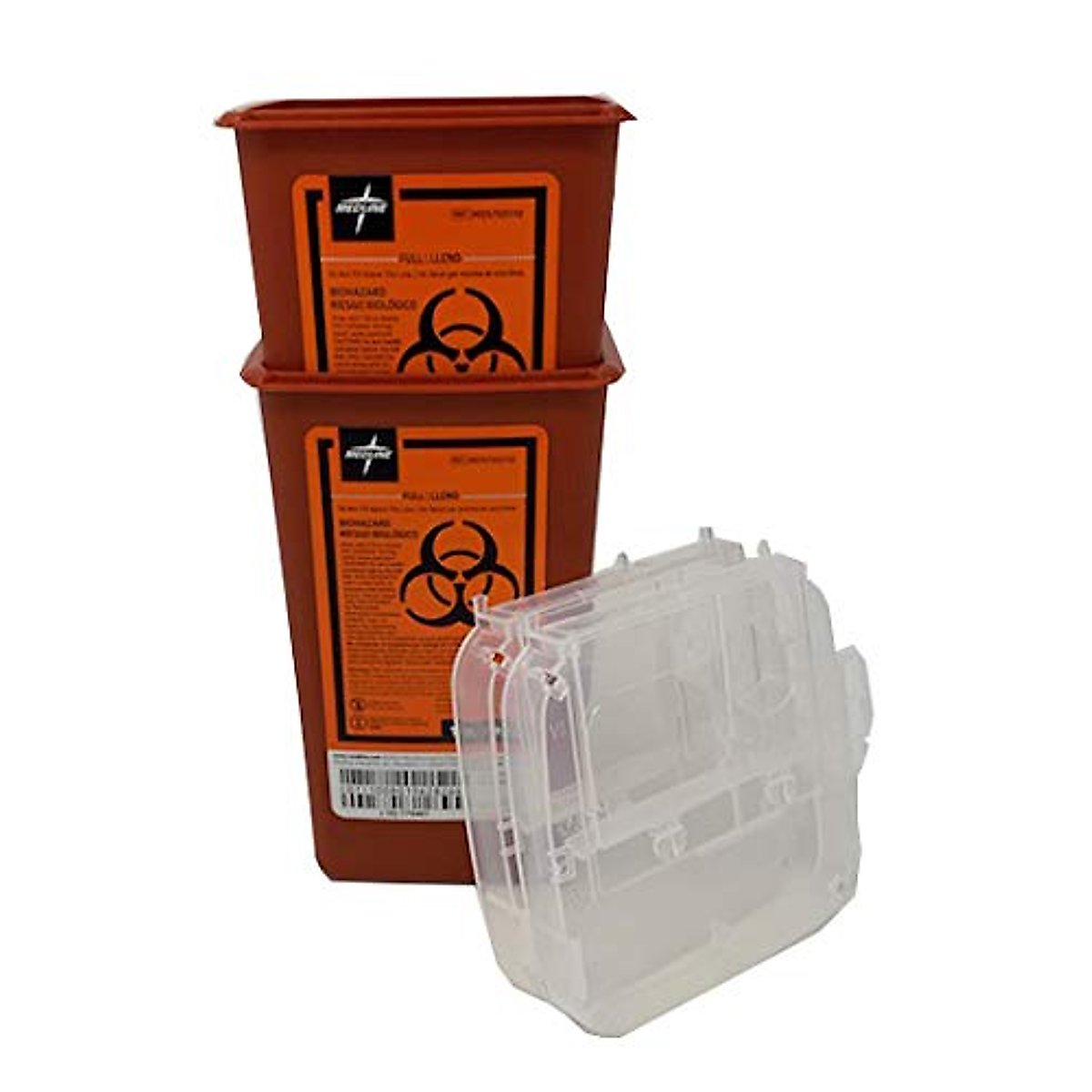 Medline Portable Sharps Container with Lid, Red, 1 Qt (2 Pack)