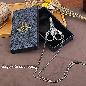 SHWAKK Embroidery Scissors Exquisite Stainless Steel Sharp Tip Retro Scissors with Sheath Chain Sewing Scissor for Sewing,Embroidery, Needlework