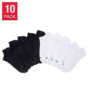 K. Bell Ladies' No Show Sock, 10-pair, Extended size, Shoe Size 8-12