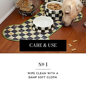 MacKenzie-Childs Courtly Check Pup Placemat, Cute Pet Food Mat for Dog Bowls and Cat Bowls