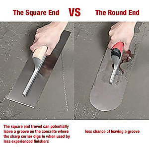 Goldblatt 2 Pieces Pool Trowel Stainless Steel with Soft Grip Handle, Includes 16'' x 4-1/2'' & 14'' x 4'' Finishing Trowels Set, Lightweight Alloy Mounting, Round End