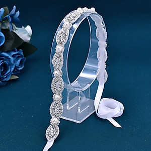 azaleas Bridal Belt with Rhinestones Wedding Dress Belt Pearl Headband Bride Bridesmaids Sash(S435)