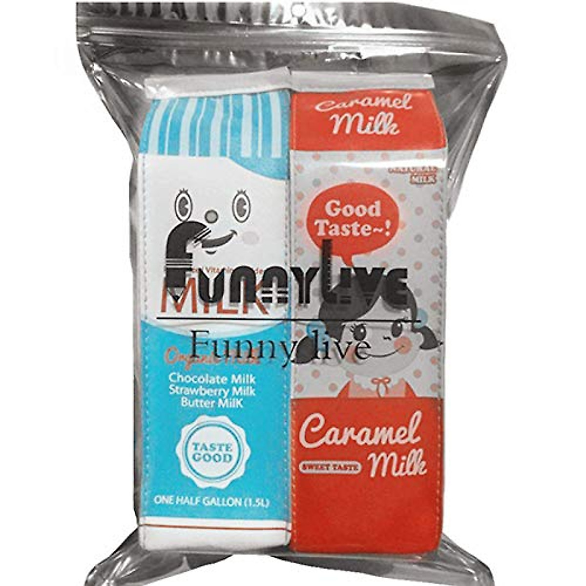 Funny live 2Pcs Creative Milk Cartons Pencil Case Waterproof PU Pen Bag Pencil Holder Stationery Organizer