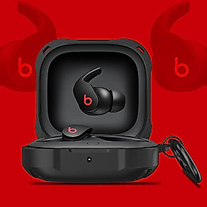 LiZHi Upgrade Beats Fit Pro Case 2022,Full-Body Protective Rugged Hard PC Soft Shockproof TPU Armor Earbuds Case Cover Anti-Lost with Carabiner for Beats Fit Pro,Front LED Visible (Red)