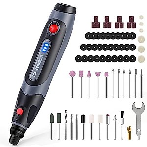 4V Mini Cordless Rotary Tool,PioneerWorks 3-Speed Power Rotary Kit With 72 Accessories,LED Light.USB Charging,For Small Light Projects as Sanding,Polishing,Engraving, DIY Crafts