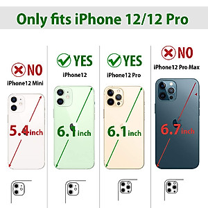 LAMEEKU Wallet Case for iPhone 12/12 Pro 6.1" - Card Holder, Crossbody Strap, Leather Handbag, Women's Protective Case - Black