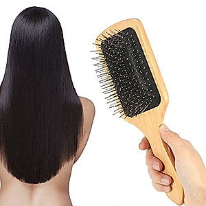 Hair Care Comb, Anti‑Static Hair Brush, Bristle Hair Comb Simple Lady Female Wood Steel Needle Hairdressing Hair Care Healthy Scalp Massage Comb