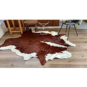 Cowhides Rug 7x6.5 Hereford Natural Leather