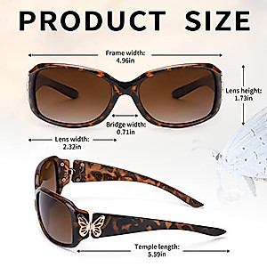 LVIOE Polarized Sunglasses for Women, Fashion Butterfly Decoration Driving Fishing-99.99% UV Protection
