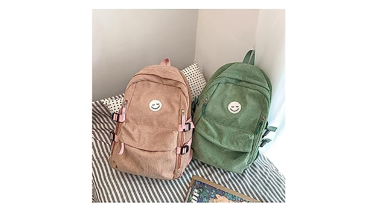 JHTPSLR Sage Green Corduroy Backpack for School & Travel