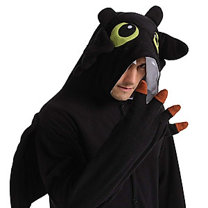 dressfan Animal Black Dragon Onesie Cosplay Costume Christmas Halloween Pajamas for Unisex Adults Teens Girls Boys
