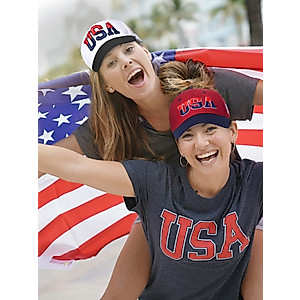 ROLVNHTV 4 Pieces USA Hats for Men American Flag Cap Adjustable Embroidered Patriotic Black Baseball Hat Trucker Hat for Men Women