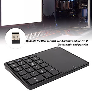 Sanpyl Numeric Keypad, 2 in 1 22 Keys 2.4G Touchpad Bluetooth 4.2 Number Pad, Type C Charging 500mAh Financial Accounting Keyboard, for Laptop, PC, Desktop(Black)
