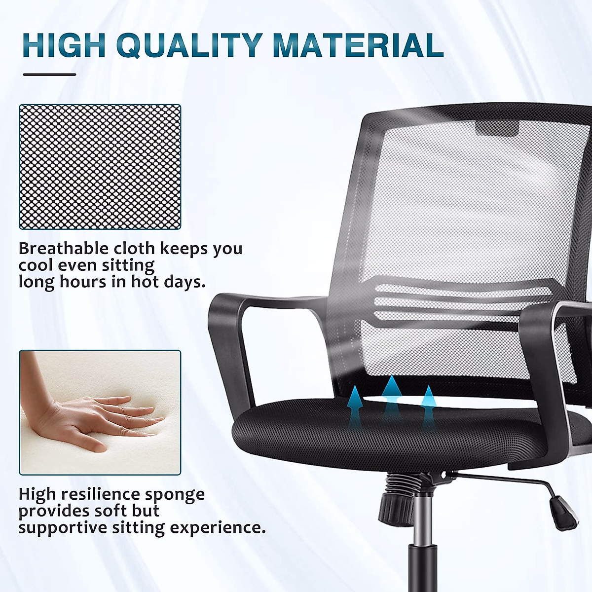 AFO Tall Drafting Chair with Adjustable Foot Ring Ergonomic Lumbar Support and Comfortable Armrest, High Resilience Sponge, Breathable Mesh Cloth, 360 Degree Swivel Rolling for Standing Desk, Black
