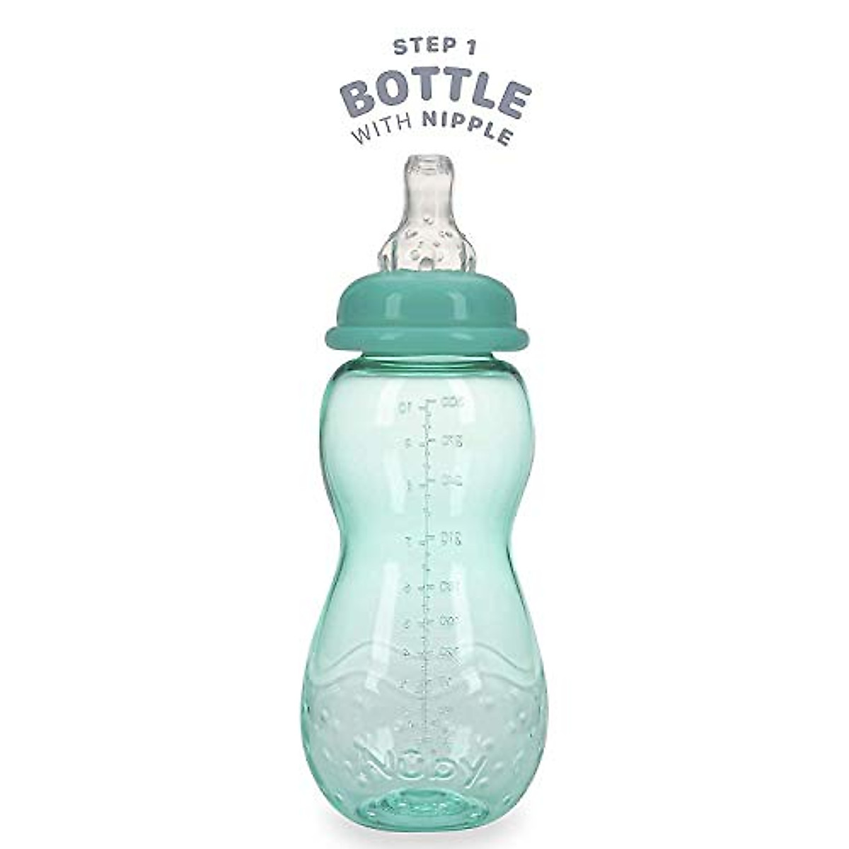 Nuby New 3 Stage Ultra Durable Tritan Grow with Me No-Spill Bottle to Cup, 10 Oz, Teal, 80387