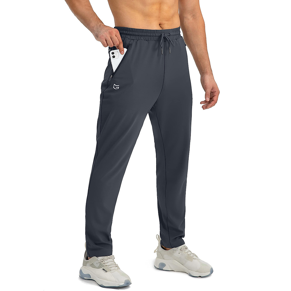 G Gradual Men's Sweatpants with Zipper Pockets Tapered Joggers for Men Athletic Pants for Workout, Jogging, Running (Grey, X-Large)