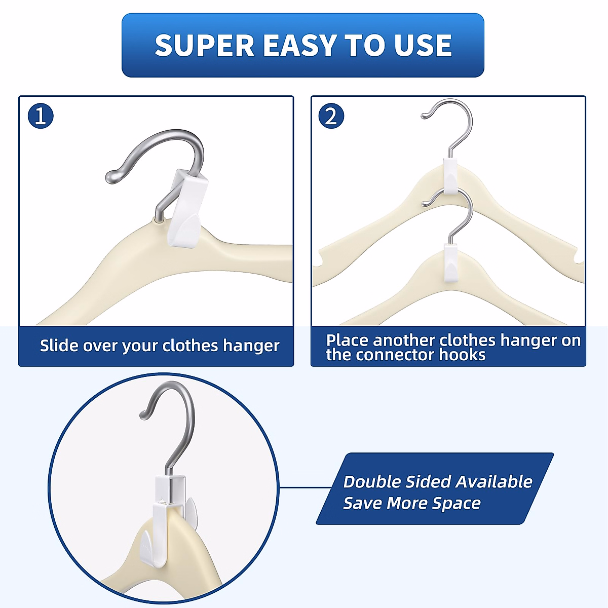 EastLink 18 Pcs Space Saving Hanger Hooks, Metal Heavy Duty Clothes Hanger Connector Hooks, Shark Shape Closet Space Saver, Free Up to 3X More Space, Fit Most Types of Clothes Hangers