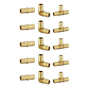 EFIELD 1/2 inch 200 ft Pex-b Pipe/Tubing 2 x100 ft Blue & Red, Pex Fittings (15), Crimp Tool, Clamps, and Cutter Combo Kit