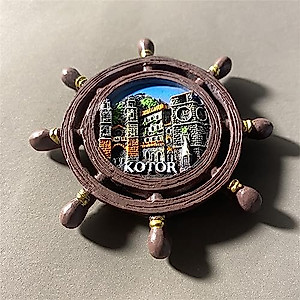 Kotor Montenegro Creative Rudder Refrigerator Magnet Travel Souvenir 3D Fridge Decoration Magnetic Sticker Hand Painted Craft Collection