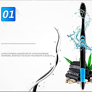 Kiminors dobrygalpe Charcoal Toothbrush Soft Toothbrush Adult Household Cleaning Toothbrush,Black, 30 * 200 * 150 MM