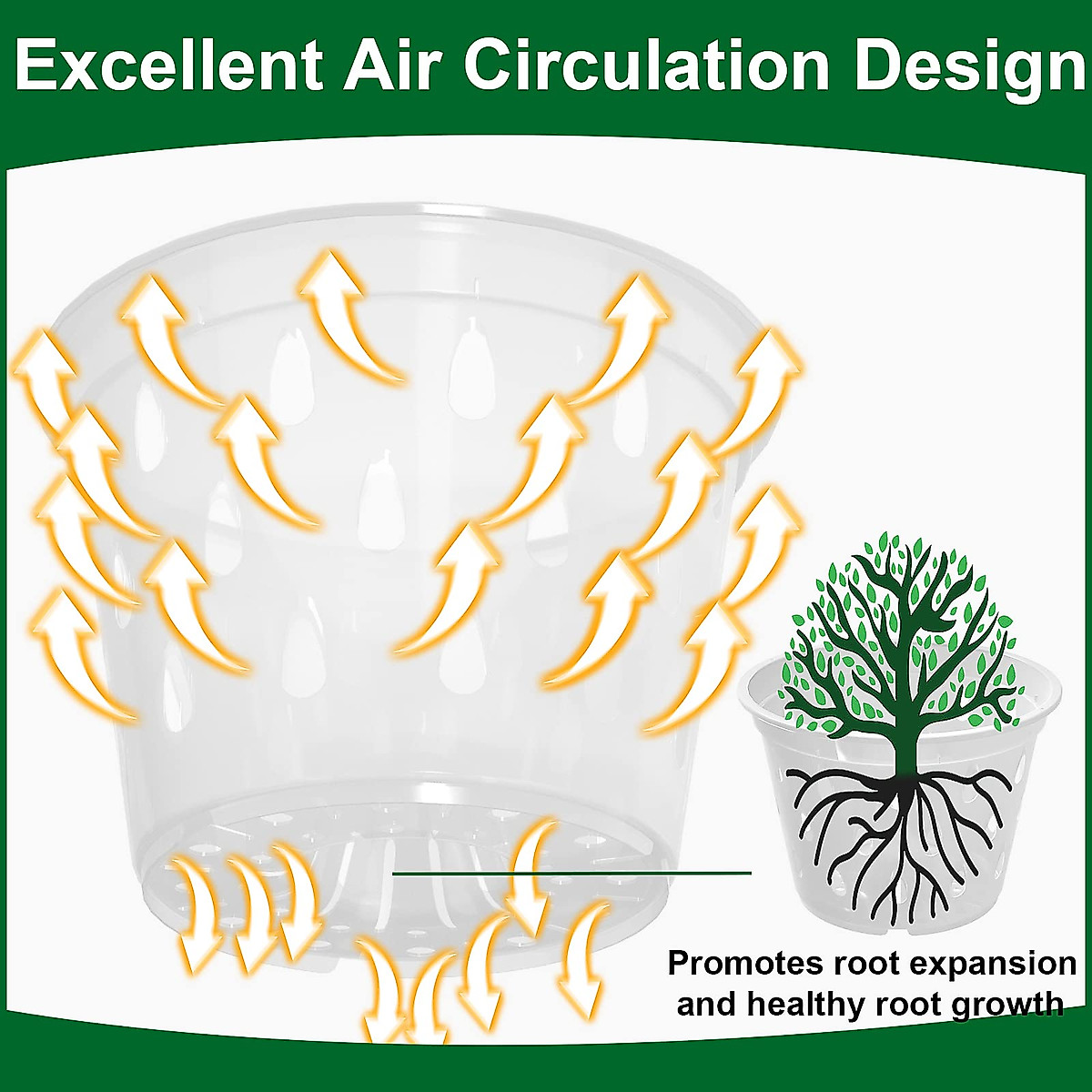 Kecio 4 Pack Clear Plastic Orchid Pots with Holes and Saucers, 7 Inch, Suitable for Indoor and Outdoor Use