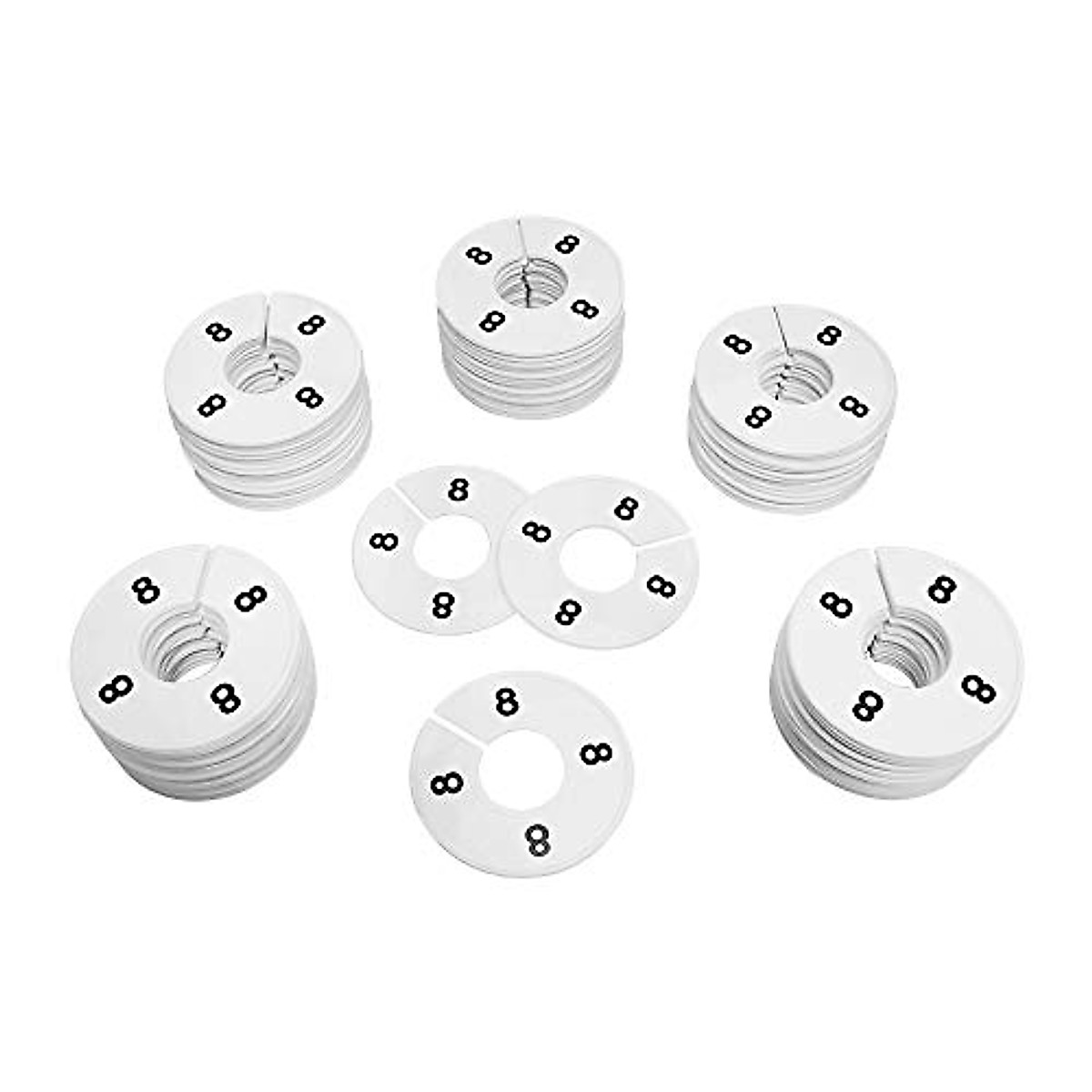 DBM IMPORTS 10 PC 3-1/2" Clothing Rack Sizes 8 Dividers Hangers White Plastic Round Retail Store