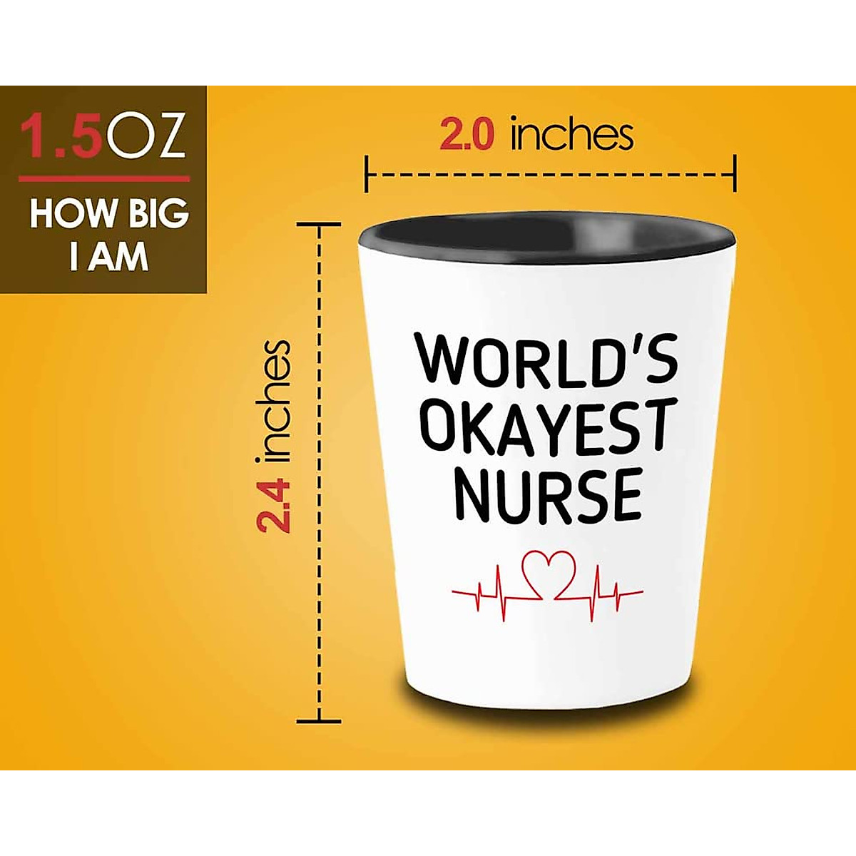 Bubble Hugs Nurse Shot Glass 1.5oz - World's Okayest Nurse - Funny Quotes Nurse Practitioner Paramedic RN LPN CNA Gift for Birthday Graduation