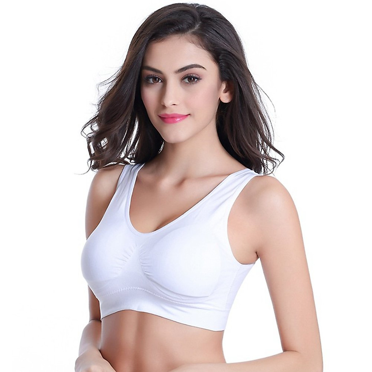 Vermilion Bird Women's 3 Pack Seamless Comfortable Sports Bra with Removable Pads 3XL/Shirt Size 16W,18W Black &White &Nude